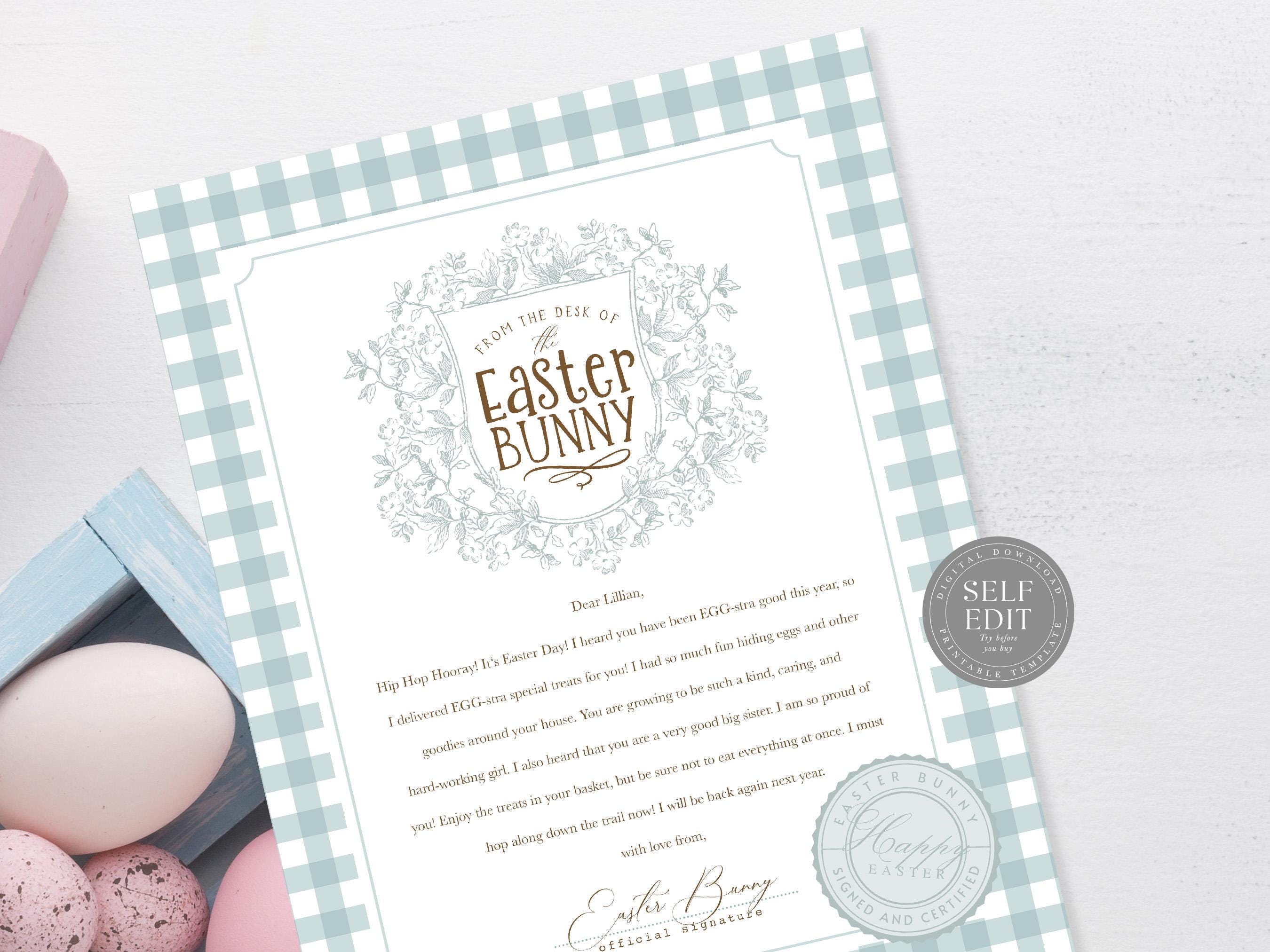Editable Letter From the Easter Bunny Canva Template Personalized ...
