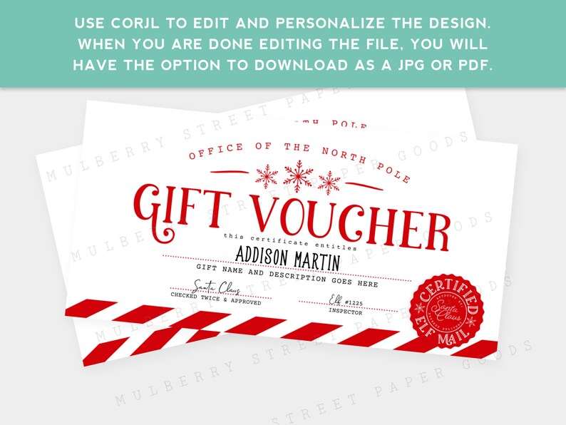 Printable Christmas Gift Certificate Santa Gift Certificate - Etsy