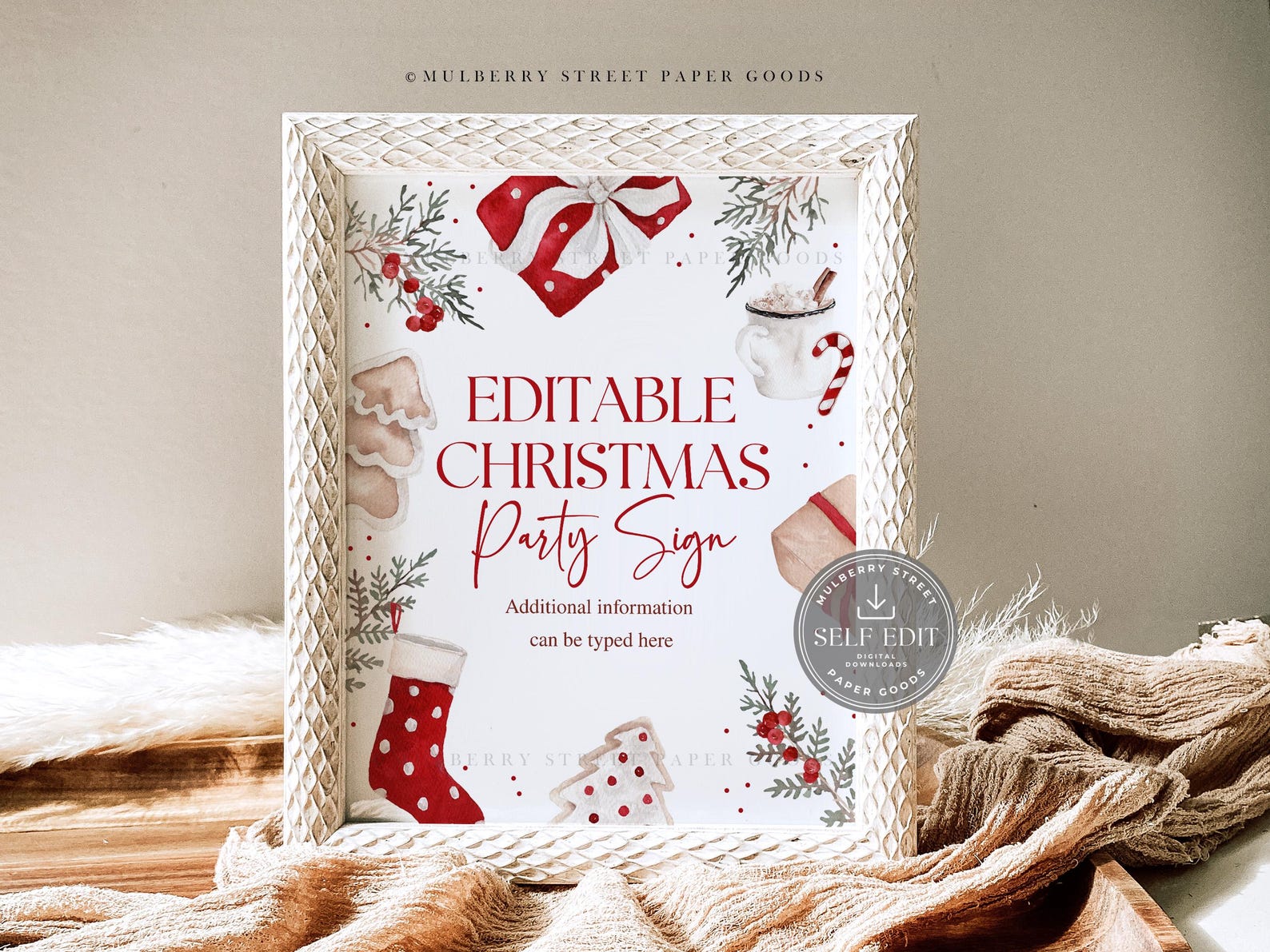 Editable Christmas Party Table Sign Printable Digital Download Canva ...