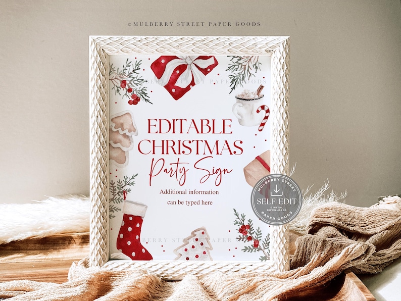 Editable Christmas Party Table Sign Printable Digital Download Canva ...