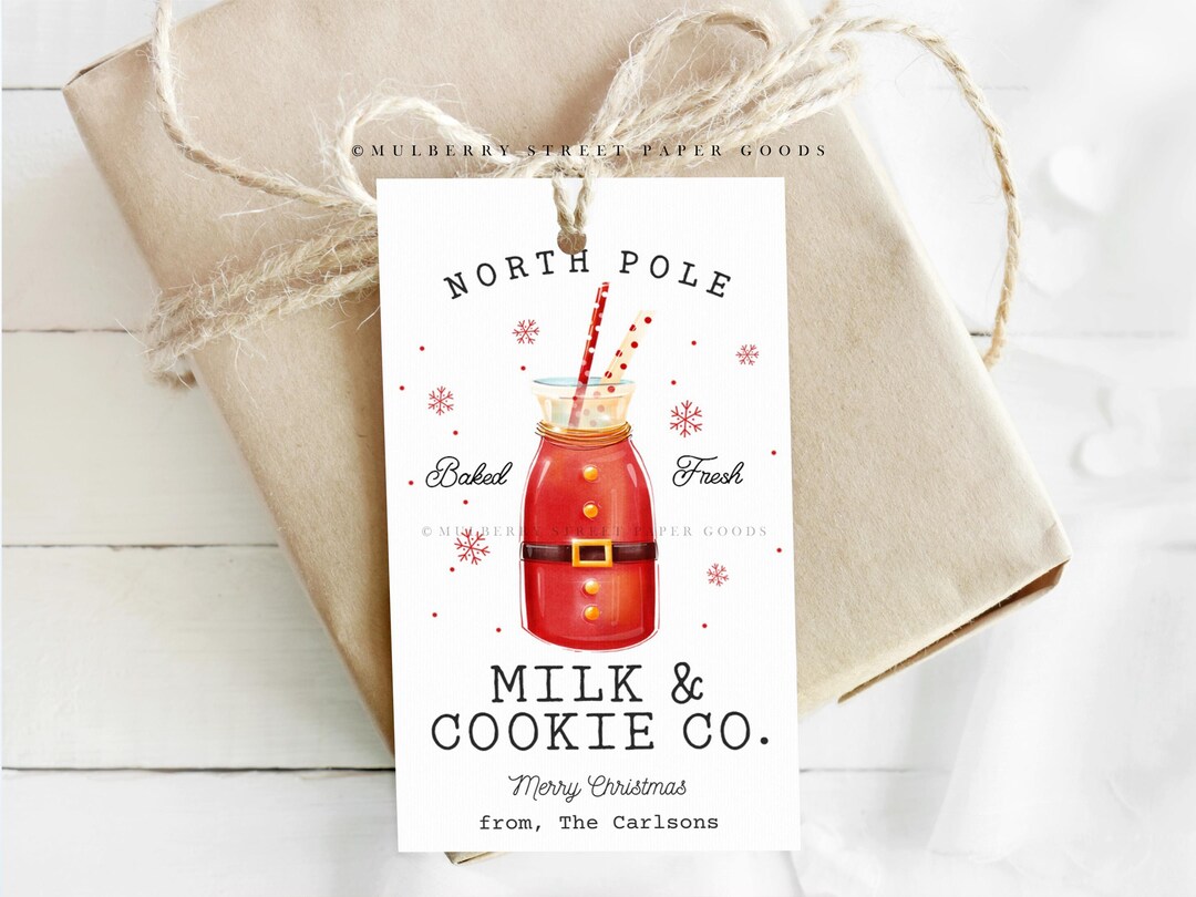 Christmas Cookies & Milk Gift Tag Digital Download Christmas Printable ...