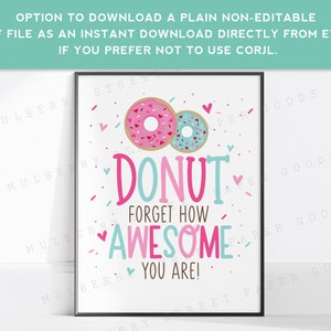 Printable Donut Forget How Awesome You Are 8x10 Wall Print, Employee ...
