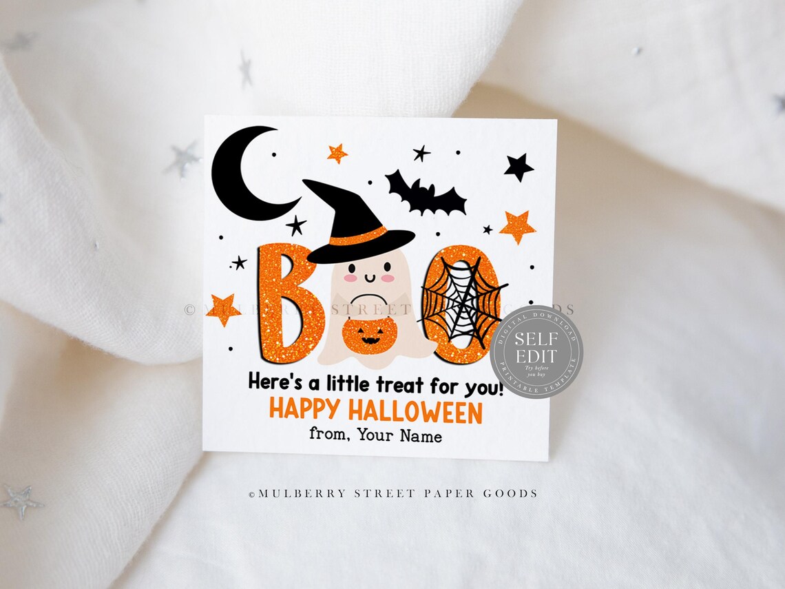 Editable Halloween Gift Tag Canva Template Digital Download Printable ...