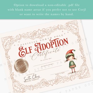 Printable Elf Adoption Certificate, Editable Adopt an Elf Print ...