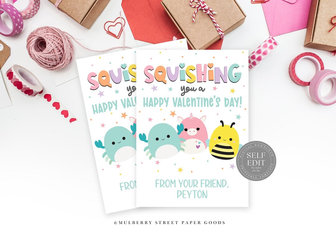 Squishing You a Happy Valentine's Day Card Printable Squishmallow ...