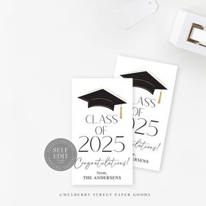 Editable Class of 2025 Graduation Gift Tag Printable Graduation Party ...