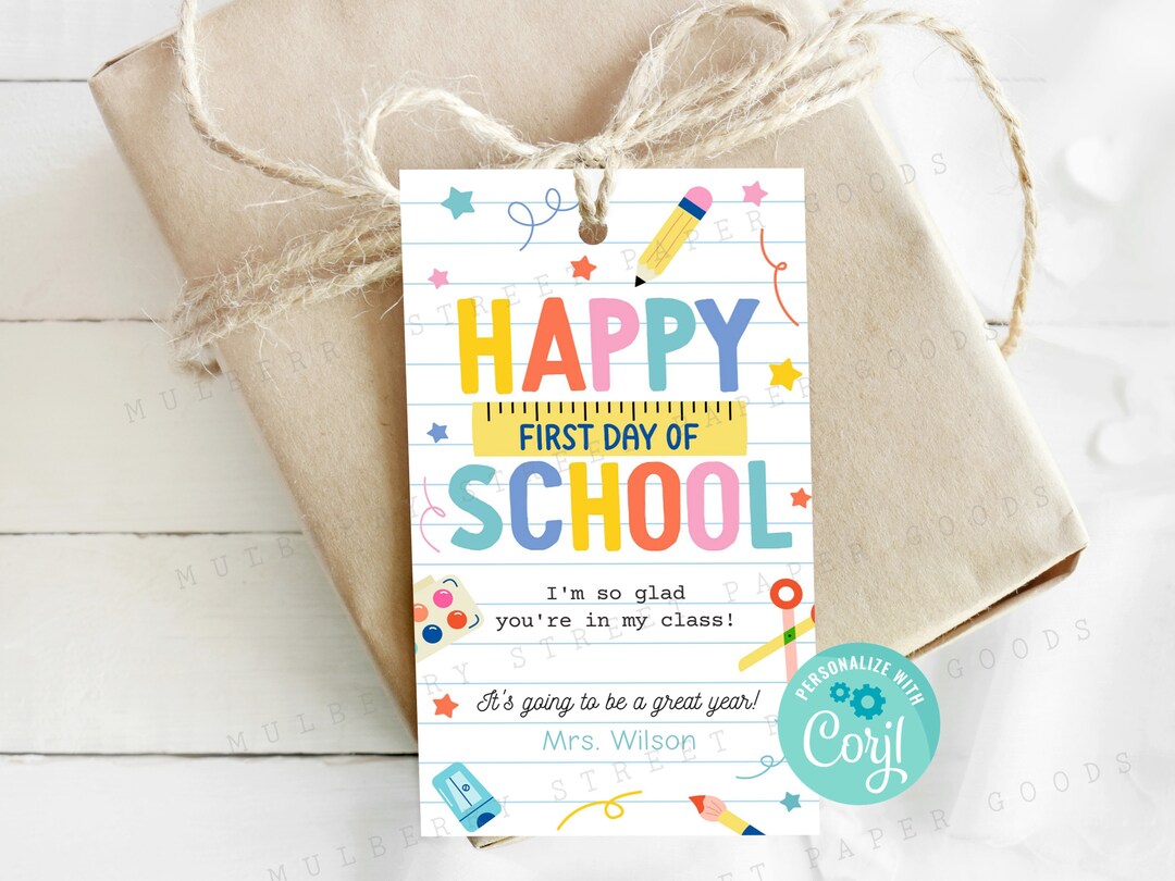 Happy First Day of School Gift Tag Printable, Instant Download Welcome ...