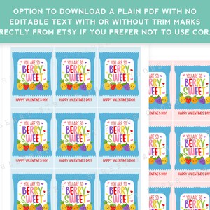 Printable You Are Berry Sweet Fruit Snacks Valentine's Day Card, Fruit ...