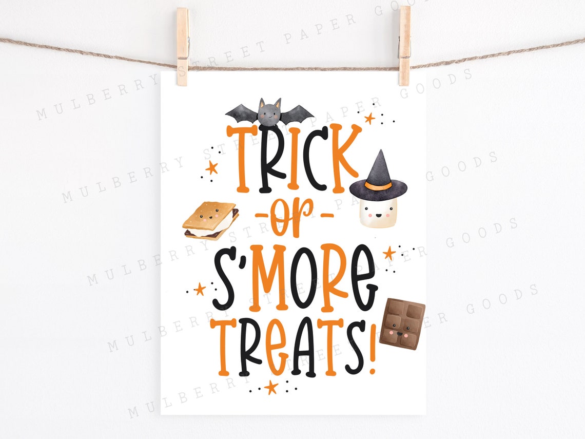 Printable Trick or S'more Treats Party Sign Instant - Etsy