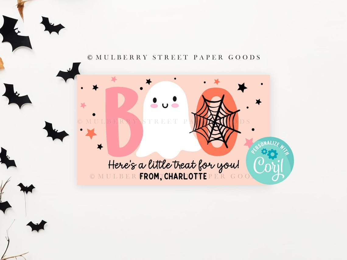Halloween Printable Tag Pink Halloween Boo Tag Halloween Party Favor ...