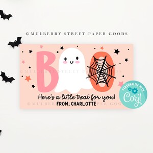 Halloween Printable Tag Pink Halloween Boo Tag Halloween Party Favor ...