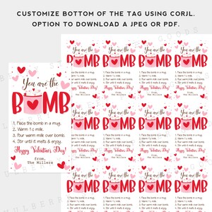 Printable Hot Cocoa Bomb Valentine Gift Tag Teacher Client Classroom ...