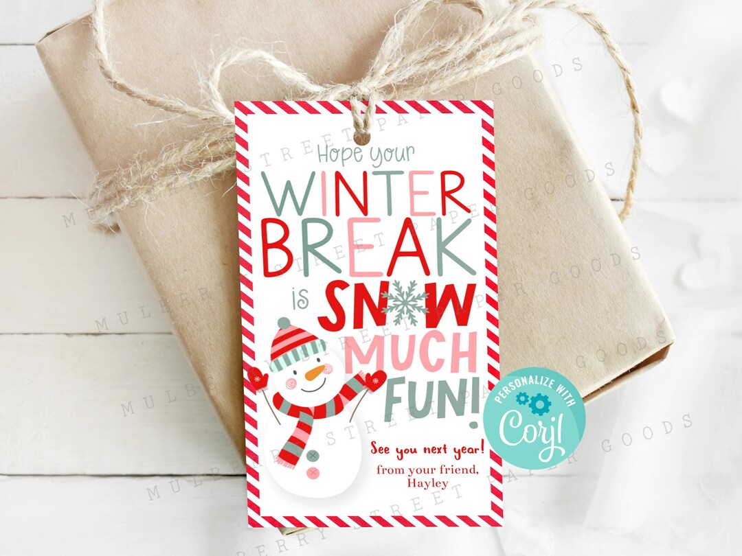 Hope Your Winter Break is Snow Much Fun Printable Gift Tag From Teacher ...