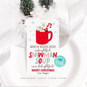 Snowman Soup Hot Chocolate Gift Tag Printable Christmas Hot Chocolate ...