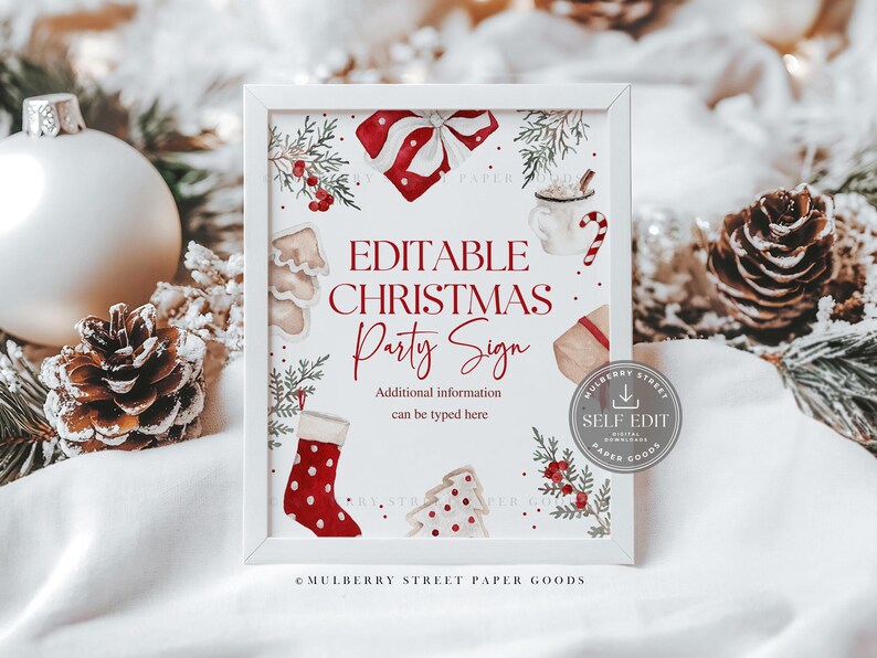 Editable Christmas Party Table Sign Printable Digital Download Canva ...