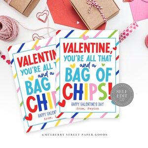 Bag of Chips Valentine Card Printable Potato Chips Valentine's Day Card ...