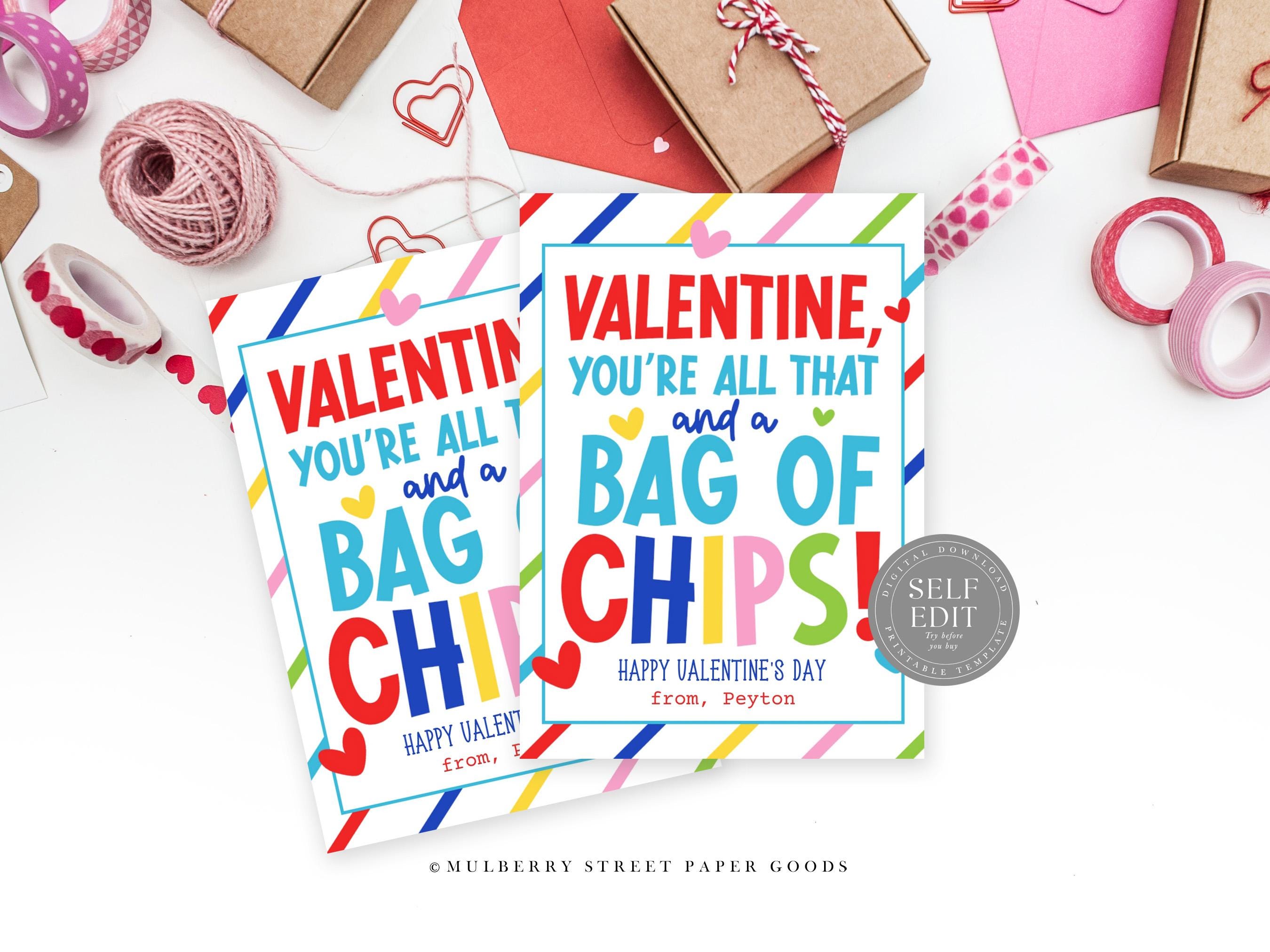 Bag of Chips Valentine Card Printable Potato Chips Valentine's Day Card ...
