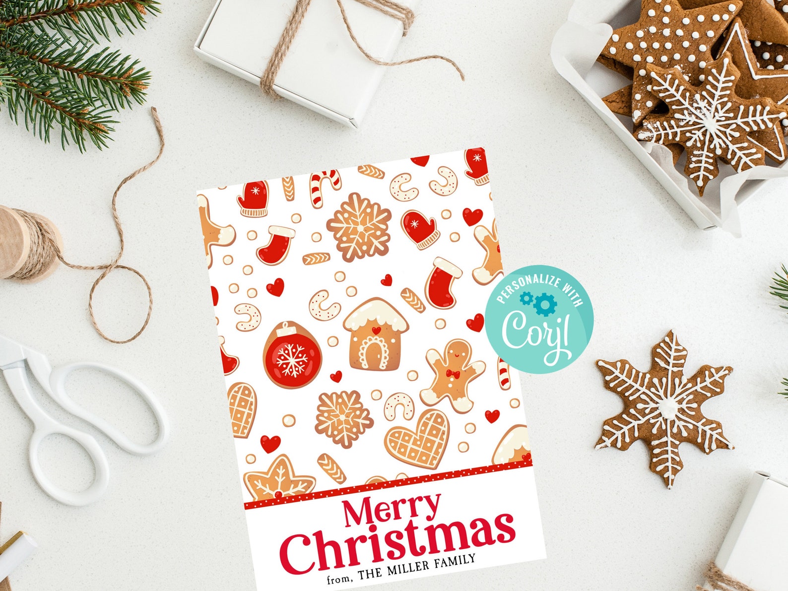 Festive Gingerbread Printable Cookie Card 3.5 X 5 - Etsy