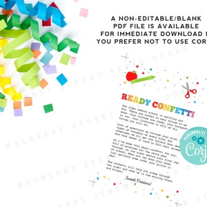 Back to School Ready Confetti Printable, First Day of School Printable ...