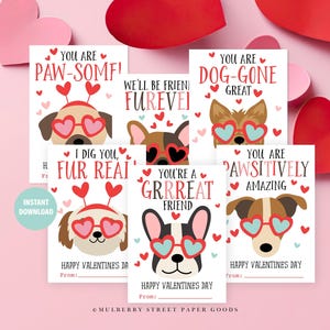 Instant Download Puppy Valentine's Day Card Printables, Classroom ...