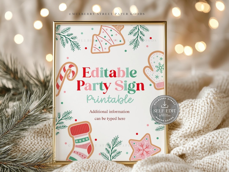 Editable Christmas Party Sign Printable Digital Download Canva Template ...
