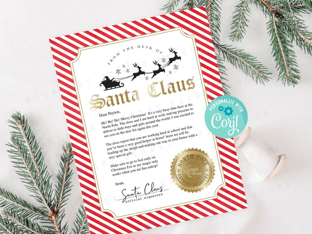 Editable Letter From Santa, Letter From the North Pole Printable ...