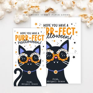 Halloween Favor Tags Printable Cute Cat Halloween Trick or Treat Gift ...