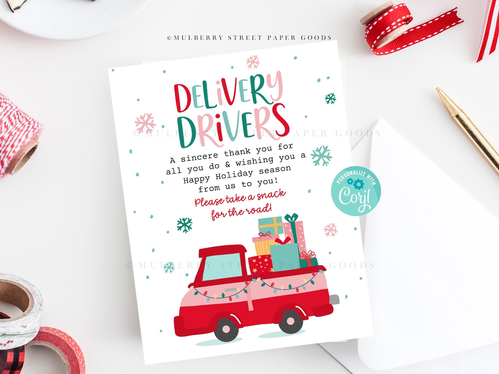 Editable Christmas Delivery Driver Treat Station Printable Digital ...