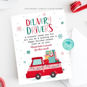 Editable Christmas Delivery Driver Treat Station Printable Digital ...