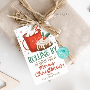 Cinnamon Roll Christmas Gift Tag Printable Rolling by to Wish You A ...