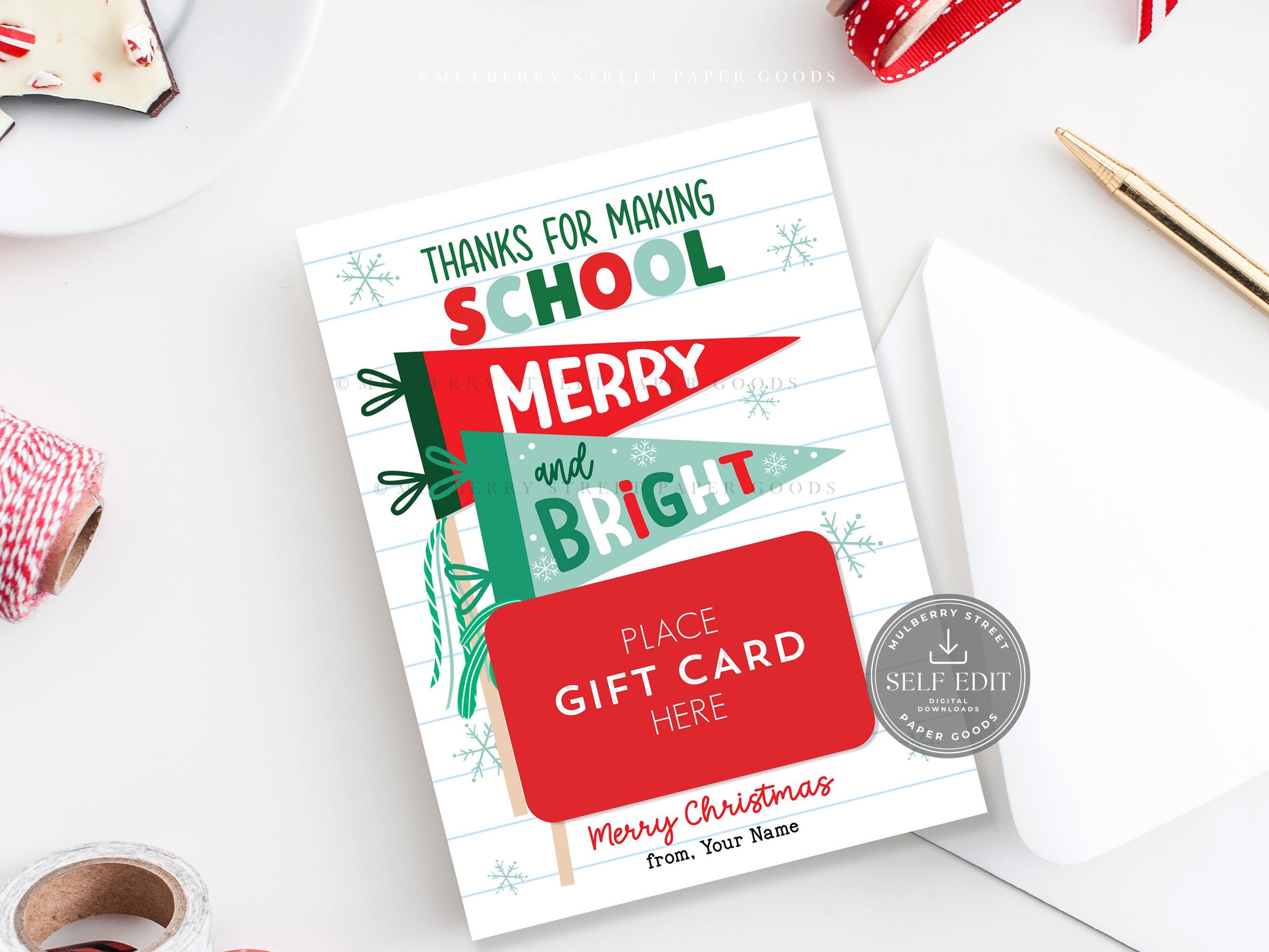 Teacher Christmas Gift Card Holder Printable Digital Download Canva ...