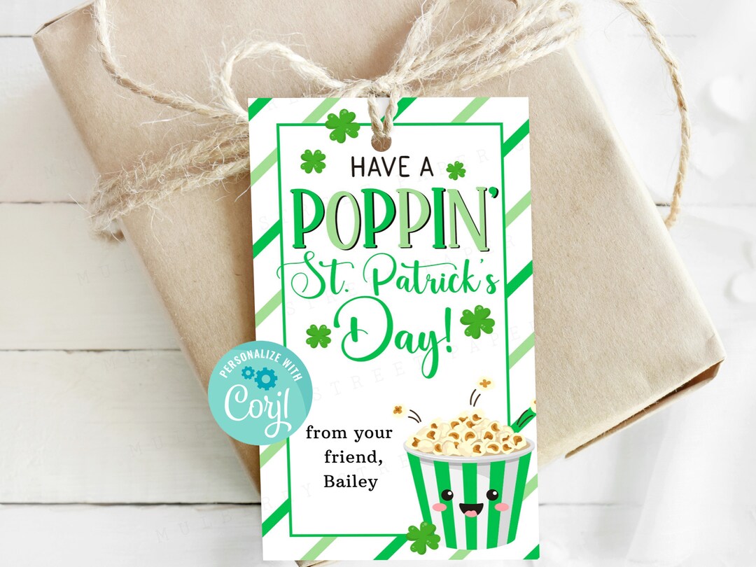 Printable Have a Popping St. Patrick's Day Tag, St. Patrick's Day ...
