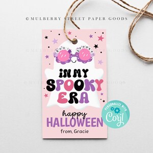 Printable Halloween Gift Tag Pink Halloween Treat Tag Spooky Era Ghost ...
