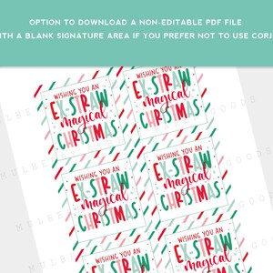 Printable Ex-straw Magical Christmas Gift Tag, School Classroom ...
