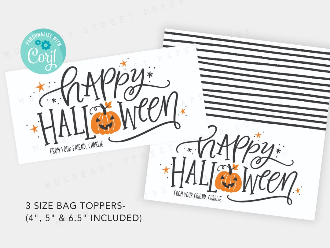 Printable Happy Halloween Bag Topper, Candy Bag Topper, Cookie Bag ...
