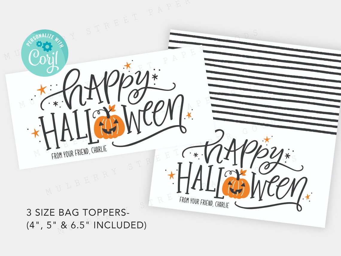 Printable Happy Halloween Bag Topper Candy Bag Topper Cookie - Etsy