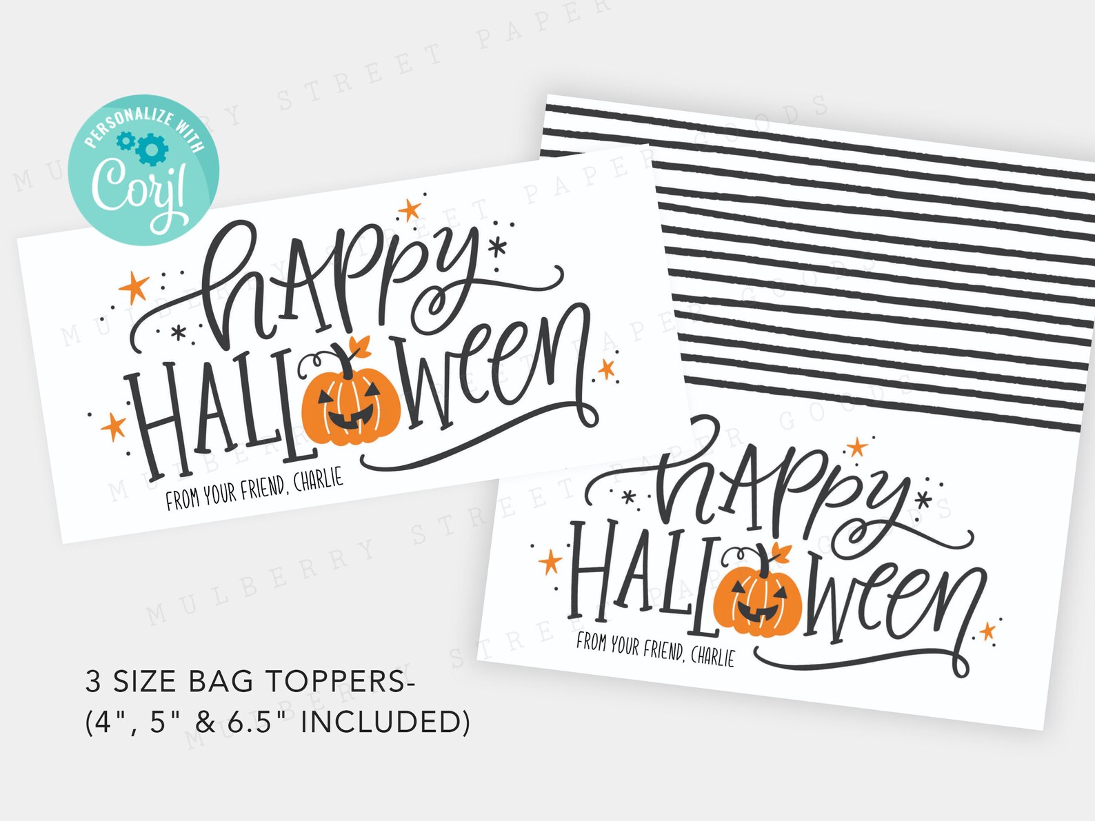 Printable Happy Halloween Bag Topper, Candy Bag Topper, Cookie Bag ...