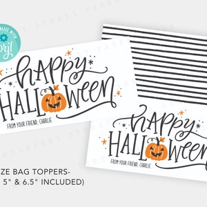 Printable Happy Halloween Bag Topper, Candy Bag Topper, Cookie Bag ...