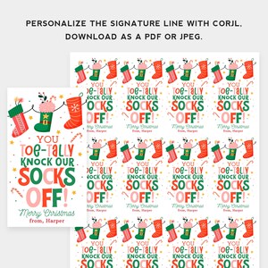You Knock Our Socks off Christmas Gift Tag, Holiday Party Favor Tag ...