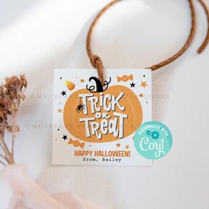 Instant Download Halloween Tag Printable Trick or Treat Happy Halloween ...