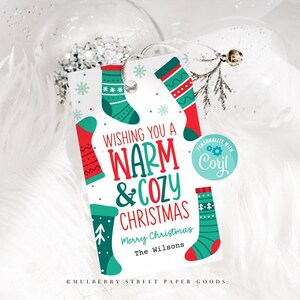 Christmas Socks Gift Tag Printable Have A Warm and Cozy Christmas Tag ...