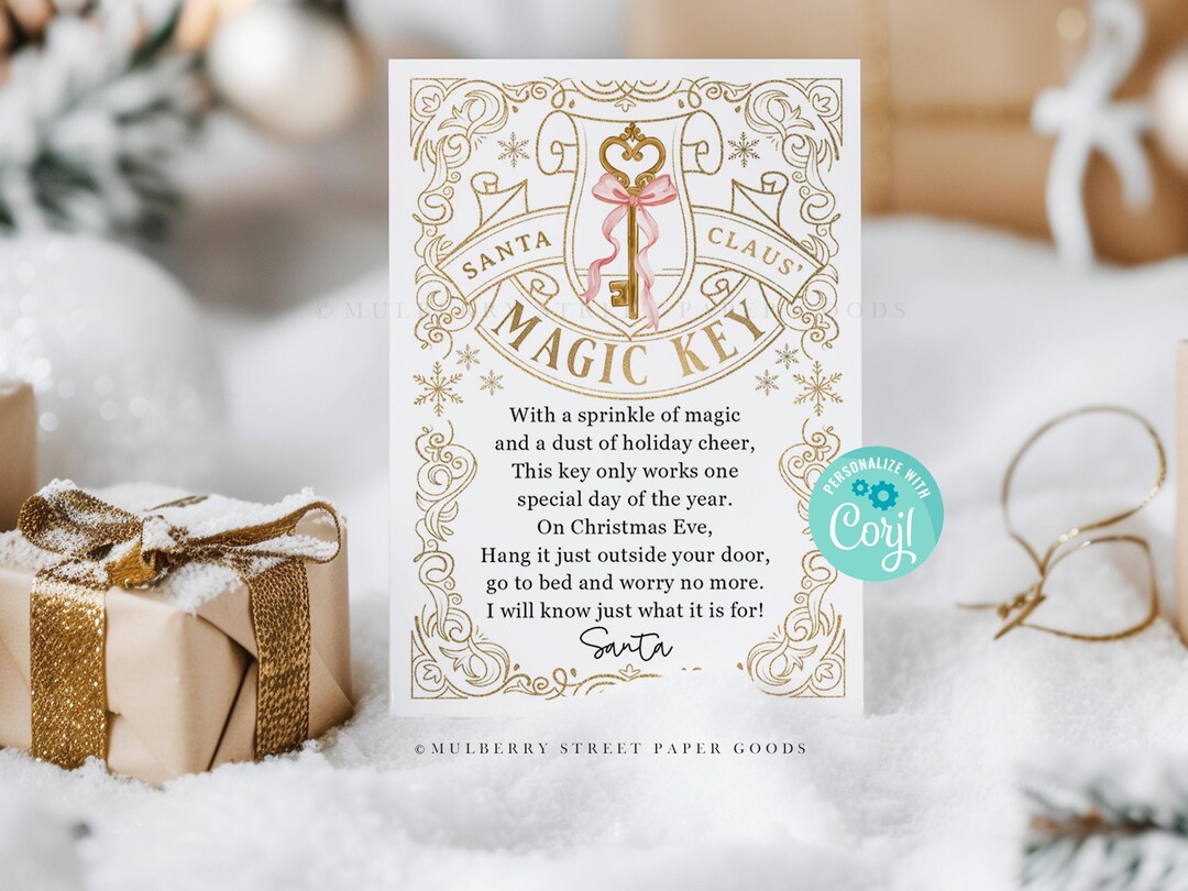 Santa Magic Key Printable Gift Tag Instant Download Editable Santa ...