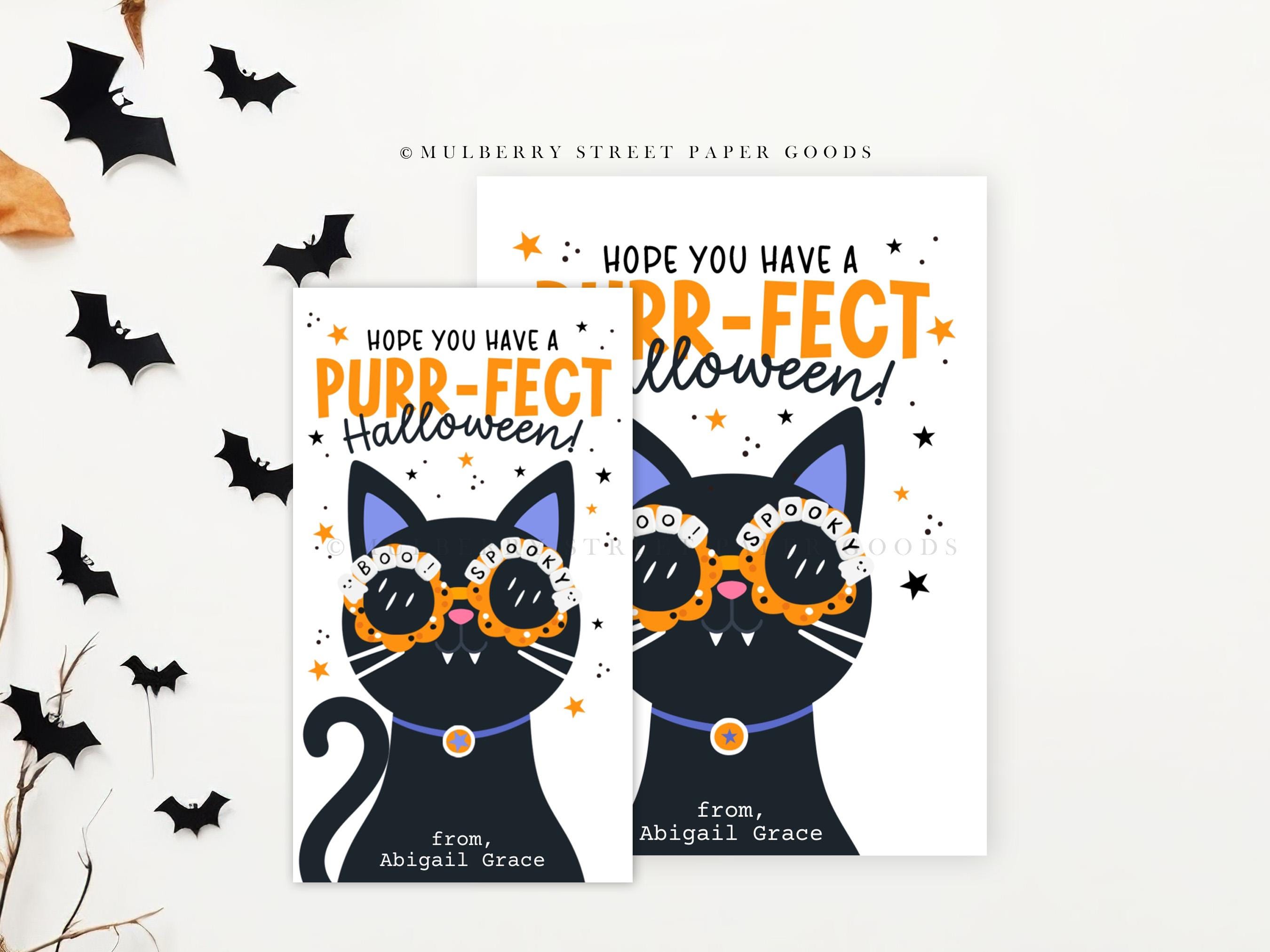 Halloween Favor Tags Printable Cute Cat Halloween Trick or Treat Gift ...