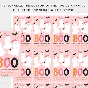 Printable Halloween Gift Tag Ghost Ghouls Pink Halloween Treat Tag ...