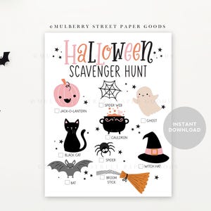 Instant Download Halloween Scavenger Hunt Activity Page Halloween Party ...