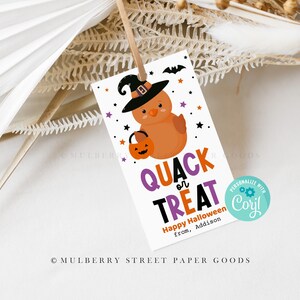 Halloween Gift Tag Halloween Rubber Duck Quack or Treat Tag Halloween ...