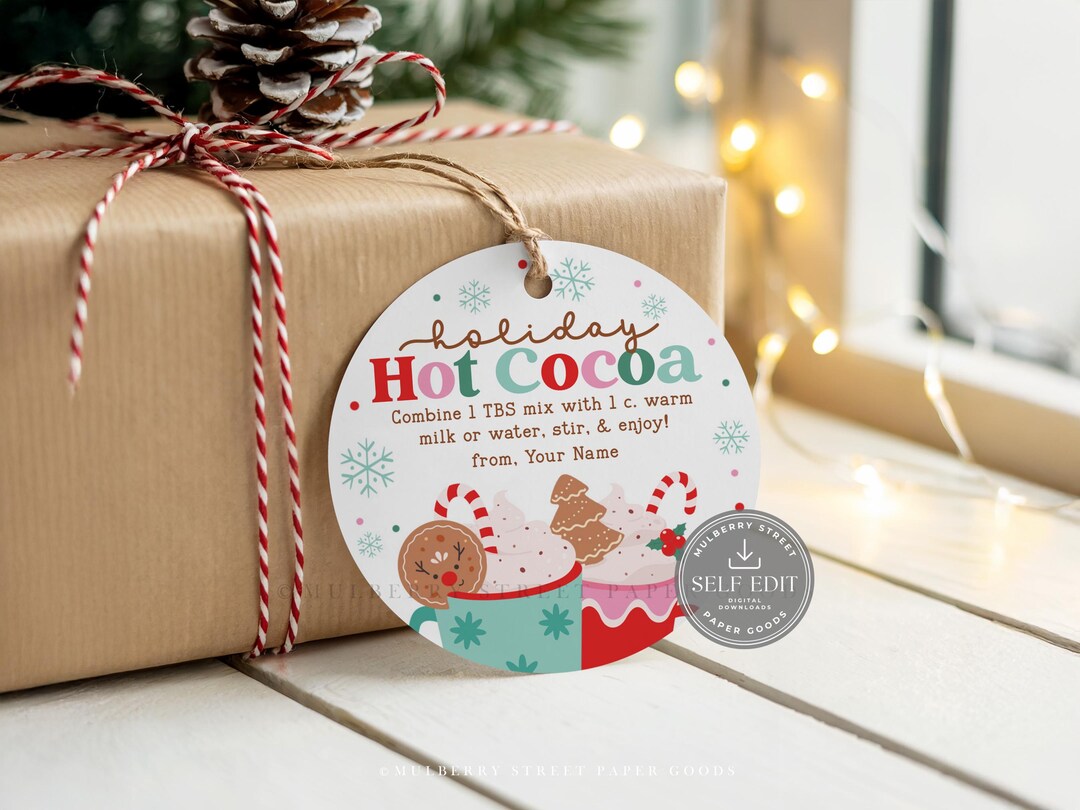 Editable Hot Chocolate Labels Printable Digital Download Christmas Hot ...