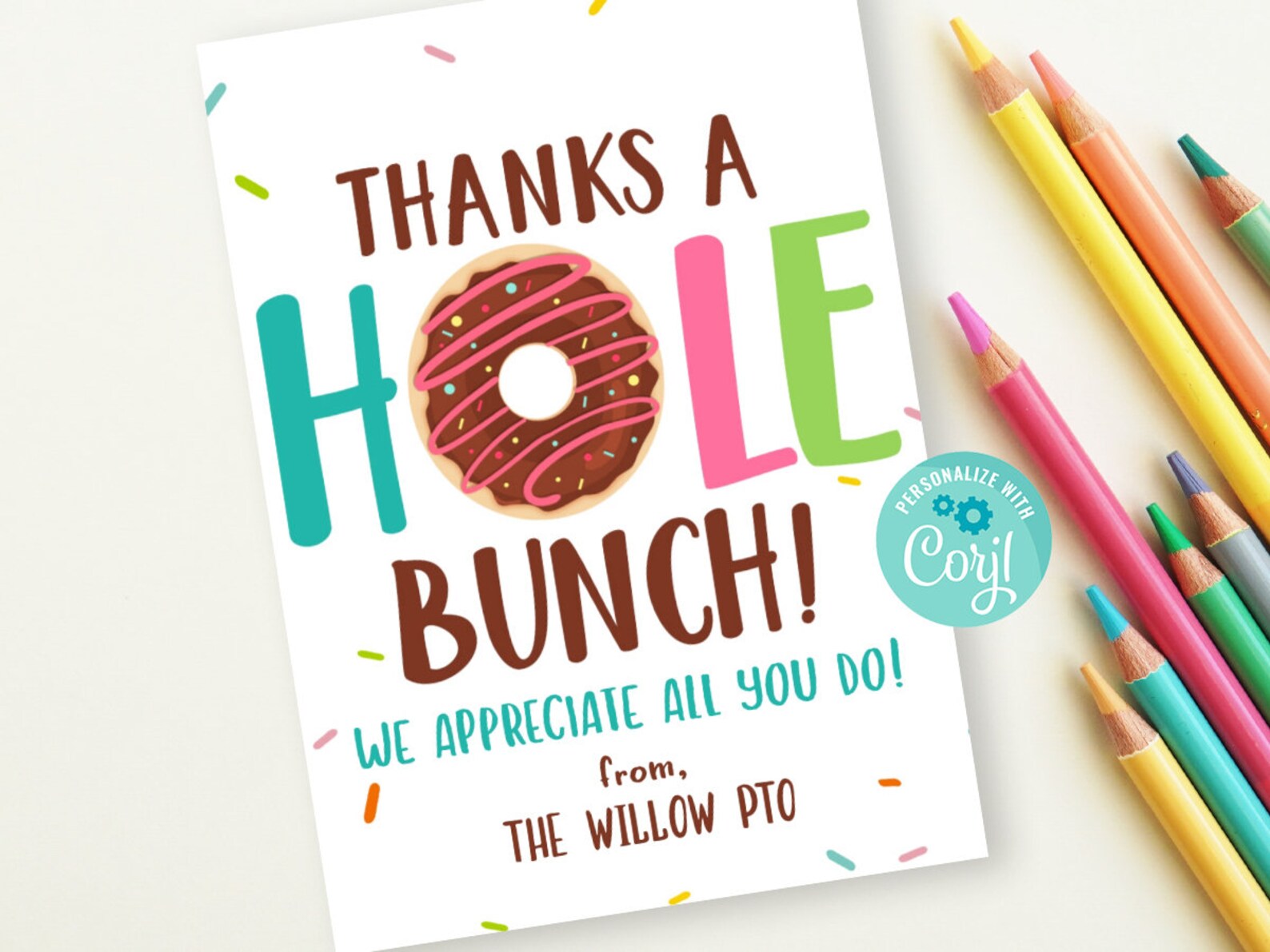 Printable Thanks a Hole Bunch Gift Tag Instant Download Donut - Etsy
