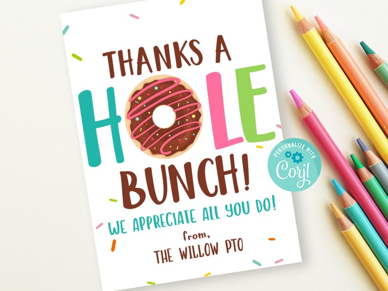 Printable Thanks a Hole Bunch Gift Tag Instant Download Donut - Etsy