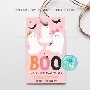 Printable Halloween Gift Tag Ghost Ghouls Pink Halloween Treat Tag ...